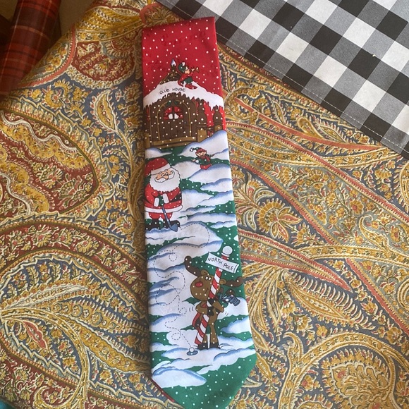 Other | Vintage Christmas Necktie With Santanorth Pole Motif | Poshmark